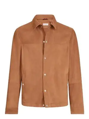 Brunello Cucinelli Suede Collared Jacket - Cognac