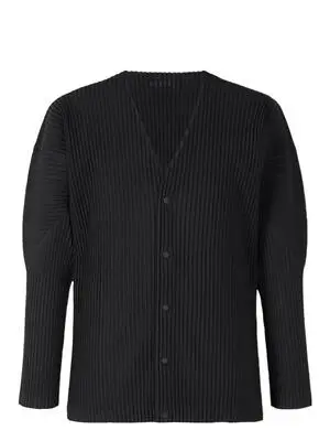 Issey Miyake Basics Panelled Plissé Cardigan - Black