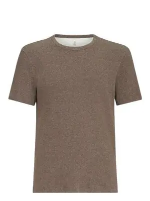 Brunello Cucinelli Denim-effect Ribbed-cotton-jersey Crew-neck T-shirt - Brown