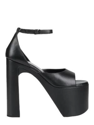 Balenciaga Leather Platform Sandals With Geometric Heel - Black