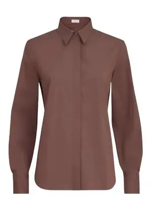 Brunello Cucinelli Stretch Cotton Poplin Shirt With Shiny Collar - Grape