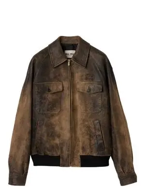 MIU MIU Miu Miu Long-Sleeved Zipped Jacket With Vintage Effect
