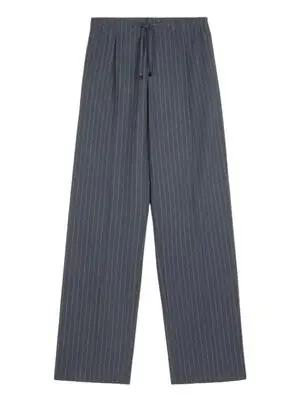 TOD'S Pinstripe Pattern Drawstring Trousers - Grey
