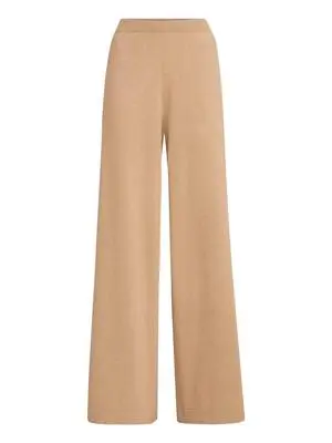 Brunello Cucinelli Alpaca Wool Knit Wide Leg Pants - Beige