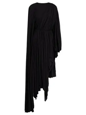 Balenciaga Pleated Crewneck Sleeveless Midi Dress - Black