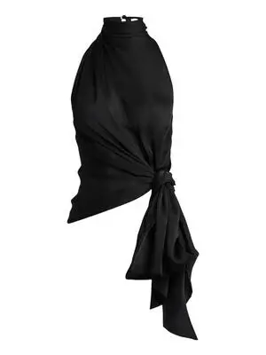 BALMAIN Balmain Silk Charmeuse Halter Top With Tie Detail