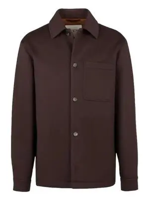 TOD'S Draped Wool Shirt Jacket With Embroidered Monogram - Brown
