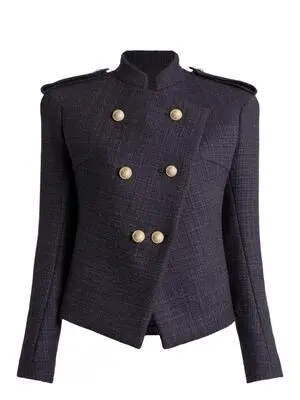 Balmain Tweed 6-button Jacket - Blue
