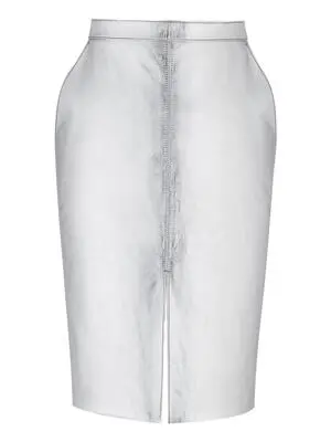 SAINT LAURENT Saint Laurent Metallic Leather Pencil Skirt