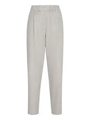 Brunello Cucinelli Brunello Cucinelli Wool Flannel Baggy Trousers With Monili Grey