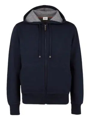 TOD'S Tod's Cashmere-Blend Jersey Zip-Up Hooded Jacket Black
