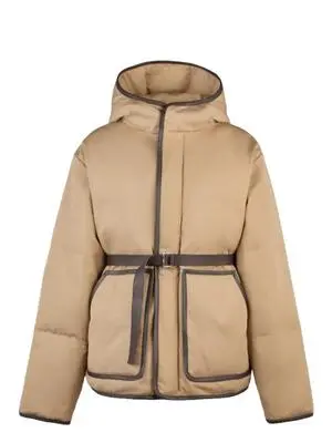 TOD'S Long-sleeved Hooded Cotton Jacket With Zip Fastening - Nude