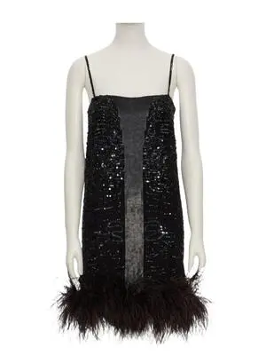 Valentino Garavani Sequined Cami Dress With Feather Trim - No