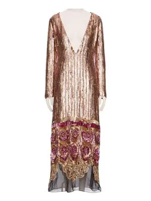 Valentino Garavani Long-sleeved Sequined Gown - Multicolor