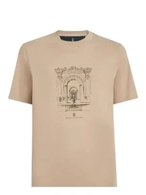 BRUNELLO CUCINELLI Cotton Interlock Crew-neck T-shirt With Print