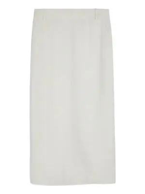 TOD'S Midi Skirt In Linen - White