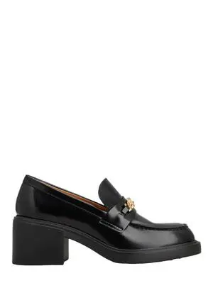 TOD'S Tod's Black Leather Loafers With Chain Detail