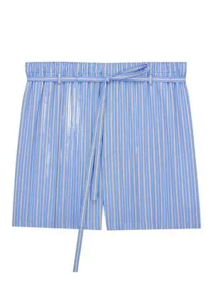 Saint Laurent Striped Embroidered Shorts - Blue