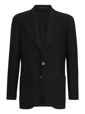 Brunello Cucinelli Cashmere Panama Deconstructed Blazer With Patch Pockets - Black