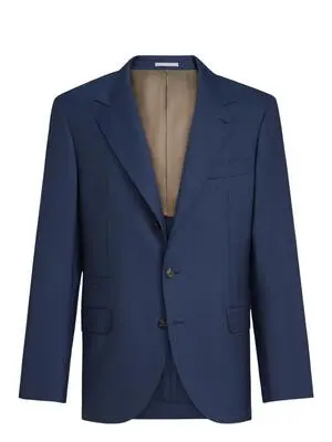Brunello Cucinelli Super 150s Virgin-wool Houndstooth Blazer - Blue