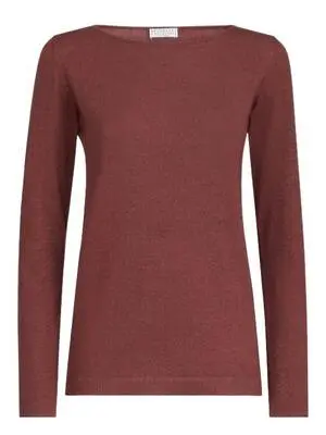 Brunello Cucinelli Brunello Cucinelli Sparkling Cashmere And Silk Lightweight Sweater Ruby