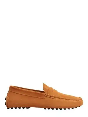 TOD'S Suede Round Toe Loafers - Orange