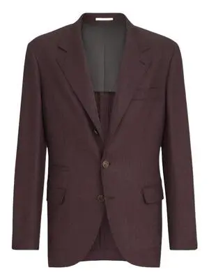 Brunello Cucinelli Mouliné Virgin-wool Twill Deconstructed Blazer - Black