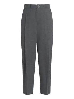 Brunello Cucinelli Virgin Wool, Cotton, And Silk Mouliné Pleated Trousers - Anthracite
