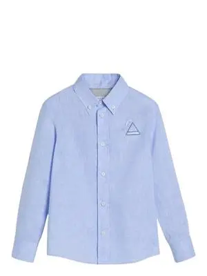 Brunello Cucinelli Motif Linen Button-down Shirt - Azure