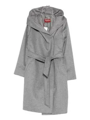 Max Mara Belted Hooded Coat - Gray