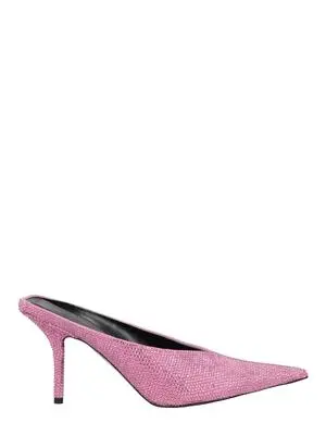 Balenciaga Crystal-embellished Leather High Heel Mules - Pink
