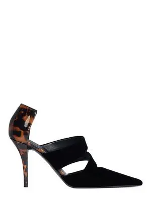 Balmain Velvet And Printed Patent Leather Pumps - Black