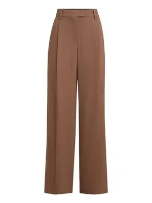 Brunello Cucinelli Virgin Wool And Viscose Tricotine Loose Pleated Trousers With Monili - Brown
