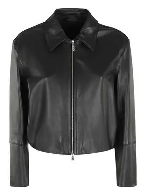 DONDUP Long-sleeved Leather Jacket - Black