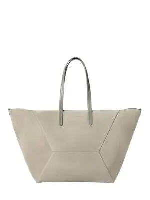 Brunello Cucinelli Large Suede Tote Bag - Khaki