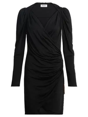 Balmain Draped Jersey Mini Dress - Black