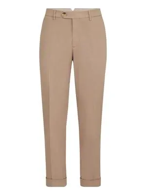 Brunello Cucinelli Garment-dyed Italian-fit Trousers In American Pima Comfort Cotton Gabardine - Brown