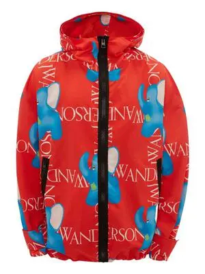 J.W.ANDERSON Jw Anderson Logo Elephant Print Hooded Jacket - Red