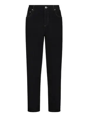 Brunello Cucinelli Garment-dyed Five-pocket Trousers In Cotton Narrow Wale Corduroy - Black