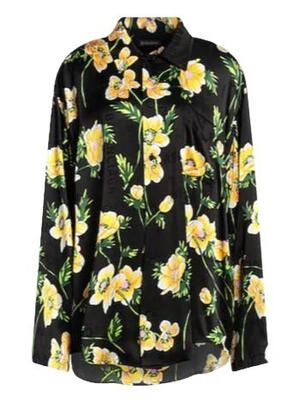 BALENCIAGA Balenciaga Floral Print Satin Jacquard Logo Shirt