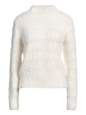 Balenciaga Jacquard-knit Mock Neck Jumper - White
