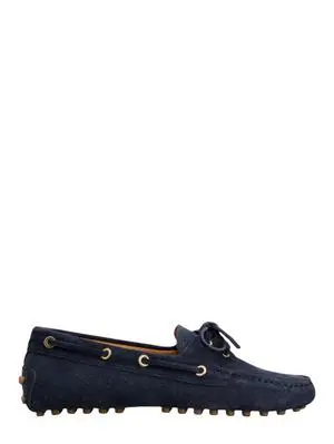 TOD'S Gommino Suede Loafers With Loop Laces And Metal Eyelets - Blue