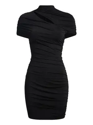 Balmain Draped Jersey Bodycon Dress - Black