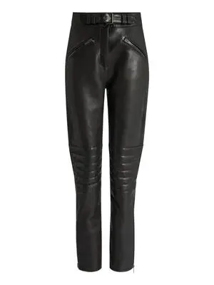 Balmain Straight-leg Lambskin Biker Trousers - Black