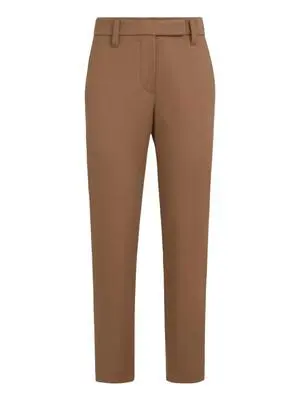 Brunello Cucinelli Stretch Cotton Slim Fit Trousers - Brown