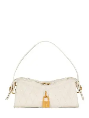 Balmain Small Pulse Bag In Smooth Topstitched Leather - White