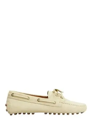 TOD'S Tod's Suede Round Toe Loafers With Gommino Sole Yellow