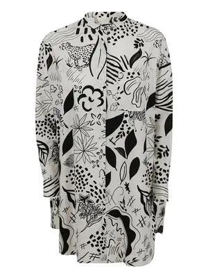 Aspesi Printed Button-down Shirt With Pleats - Gray