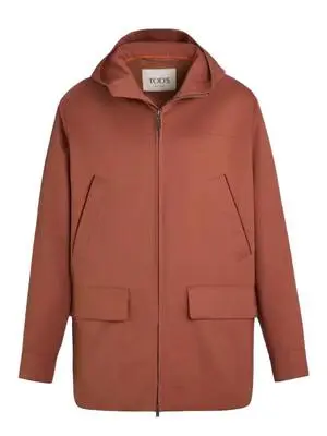 TOD'S Long-sleeved Hooded Casual Jacket With Velour Trim - Brown