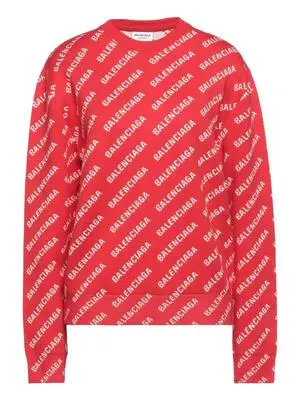 Balenciaga All-over Logo Crewneck Pullover - Red